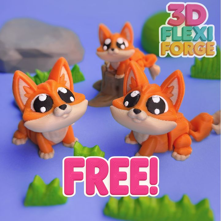 3D Printable Flexi Cute Fox Print-in-place by 3D FLEXI FORGE